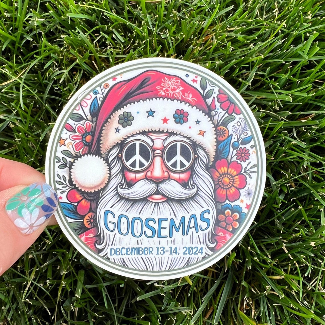 Goose Goosemas 2024 Santa Peace Sign Sunglasses Flowers Sticker Slap 3 ...