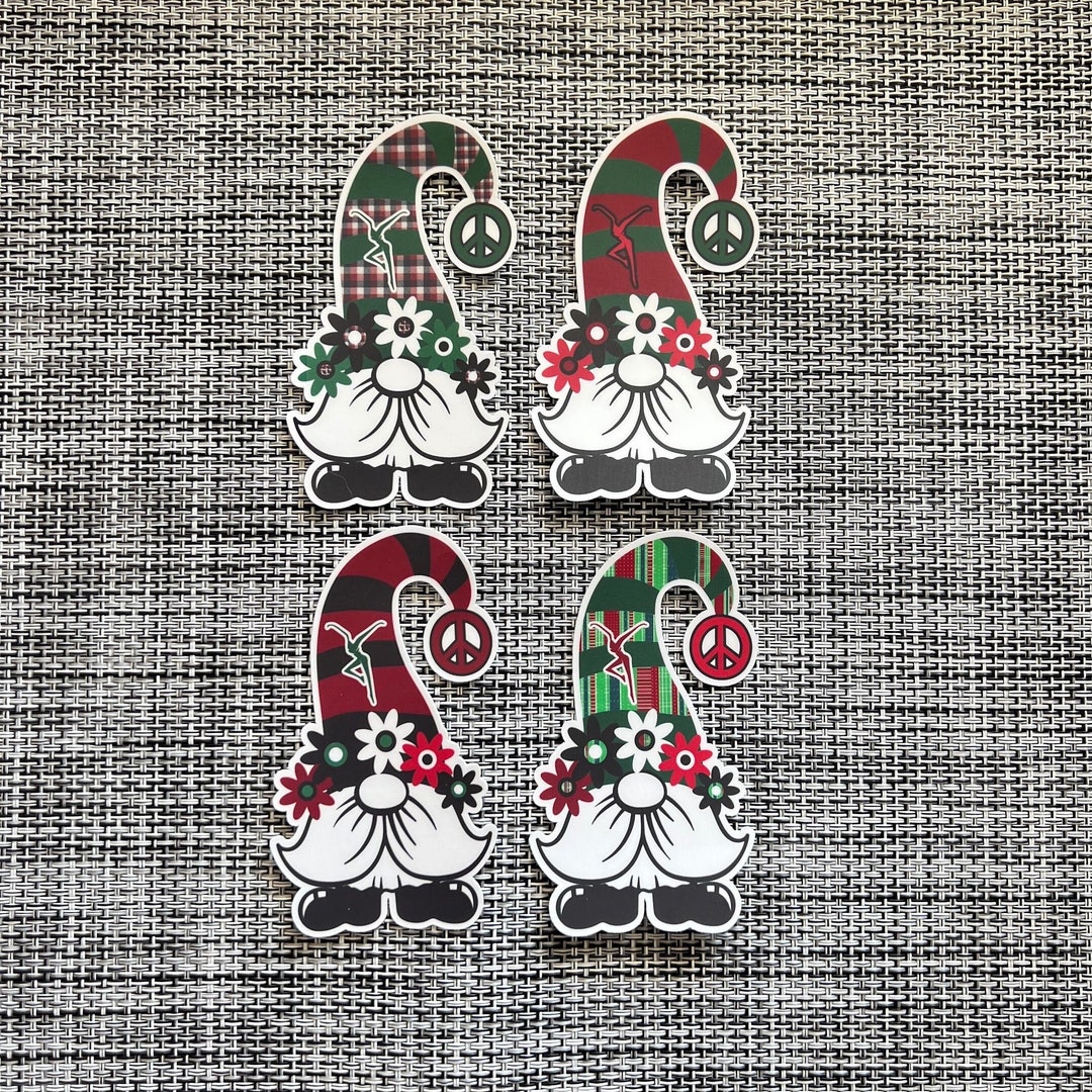 DMB Gnome Christmas Holiday Red Green White Flowers Sticker Slap 3.4 X ...