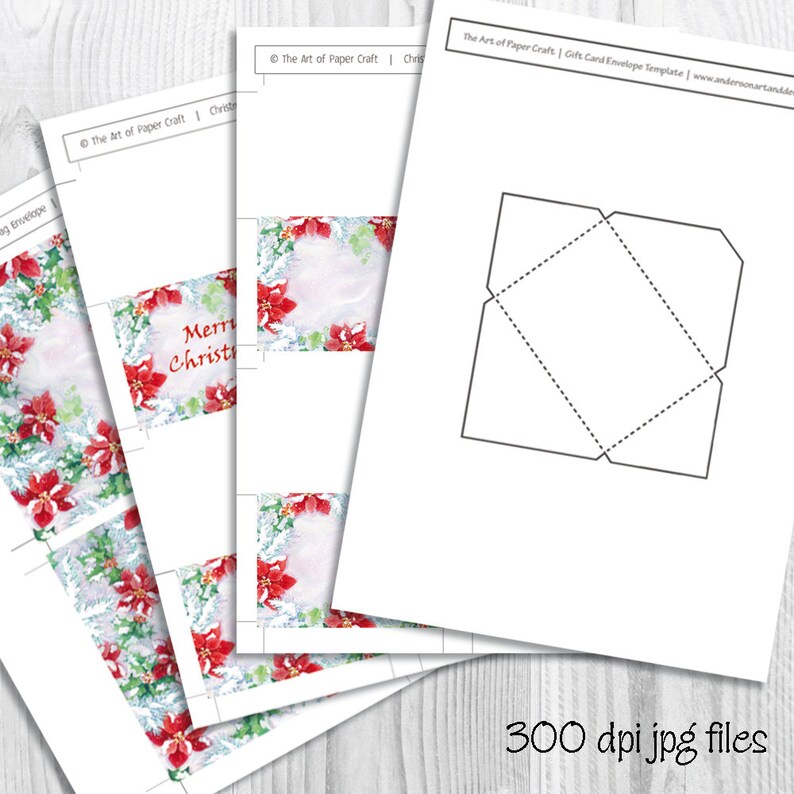 Digital Printable Christmas Gift Card Designs With Matching Envelope ...