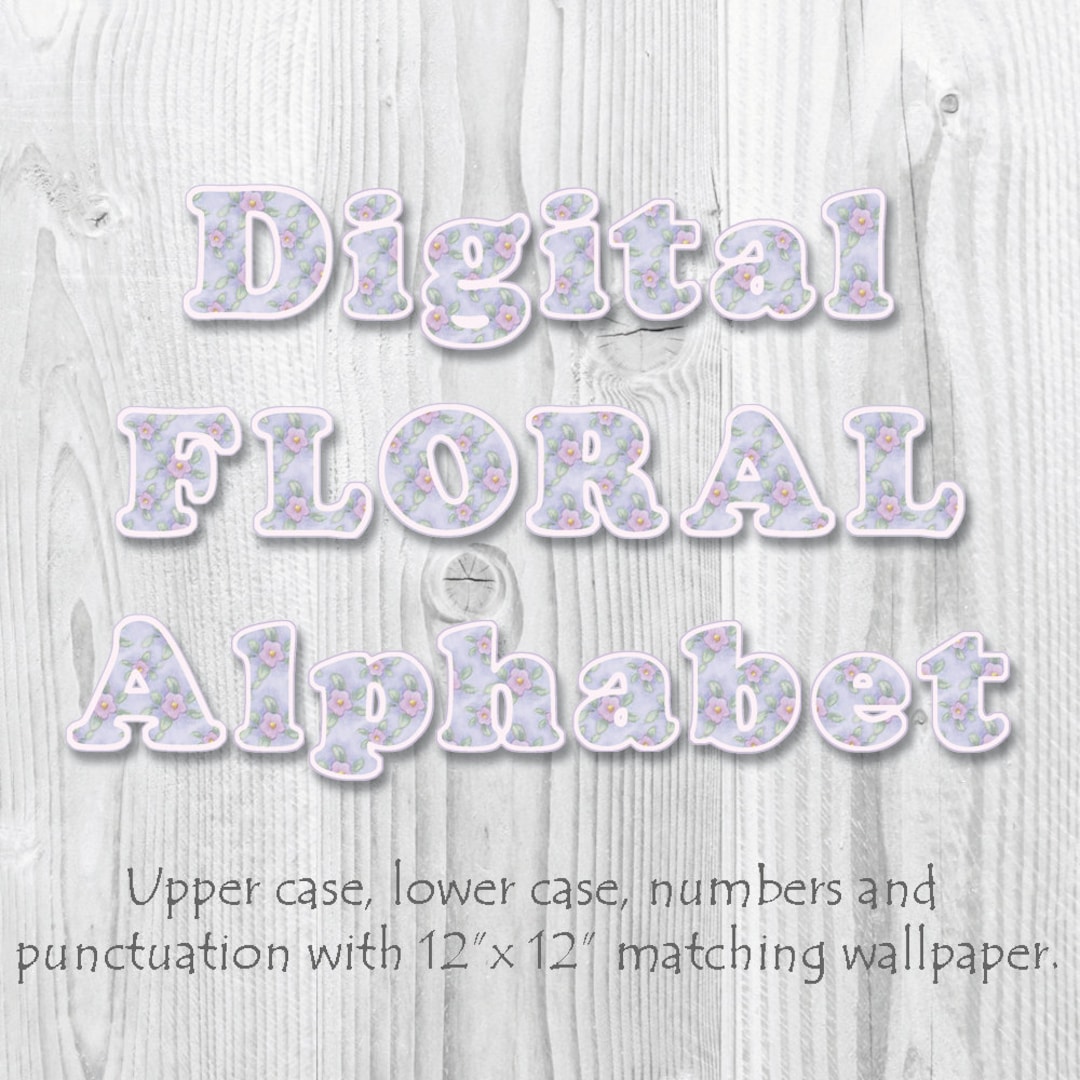 Printable Floral Alphabet. Lilac Floral Clip Art. Full Alphabet ...
