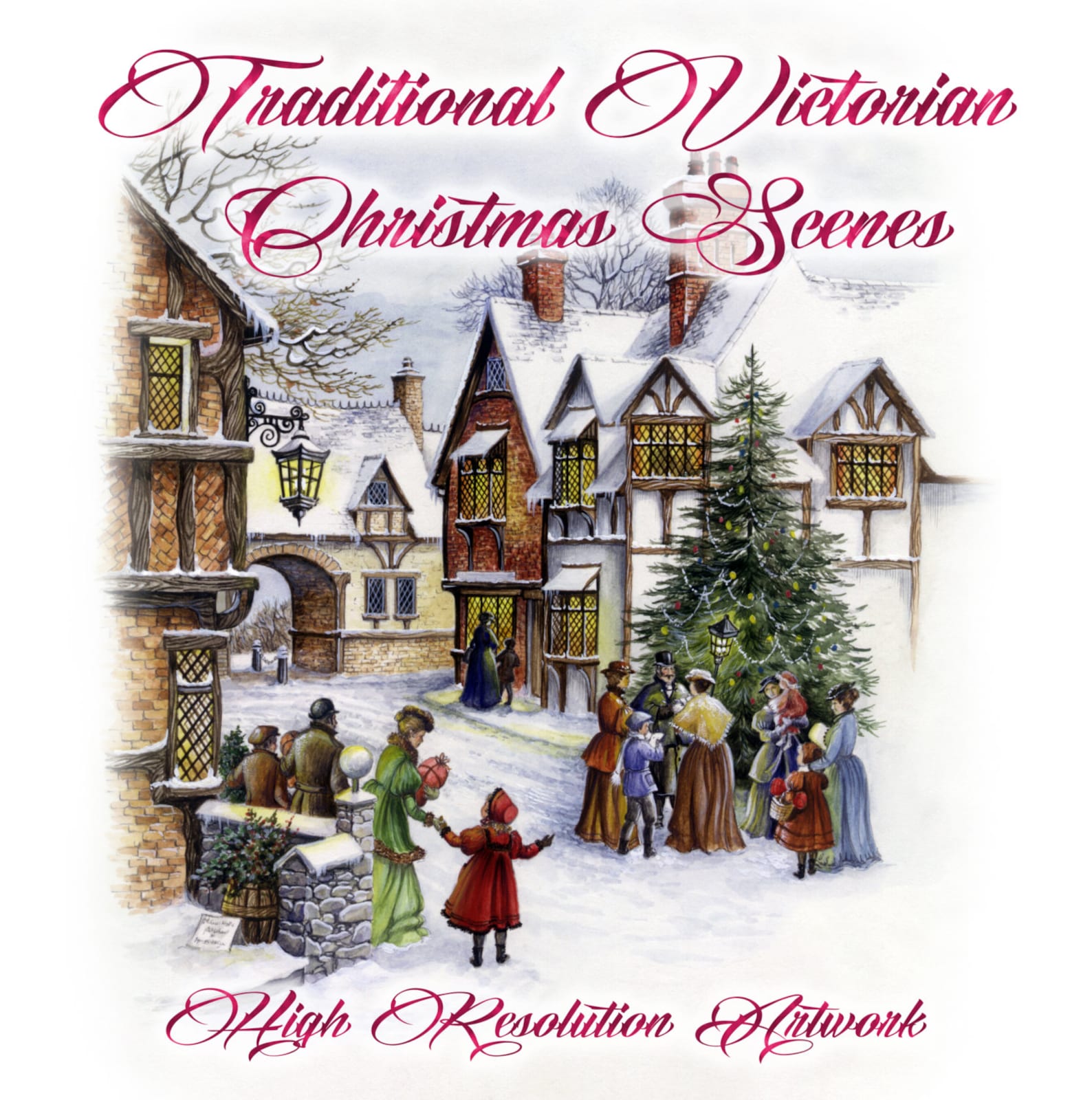 Printable Watercolour Victorian Christmas Scenes Two Designs | Etsy UK