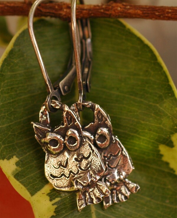 Little Owl Earrings Sterling Silver Artisan Earrings | Etsy