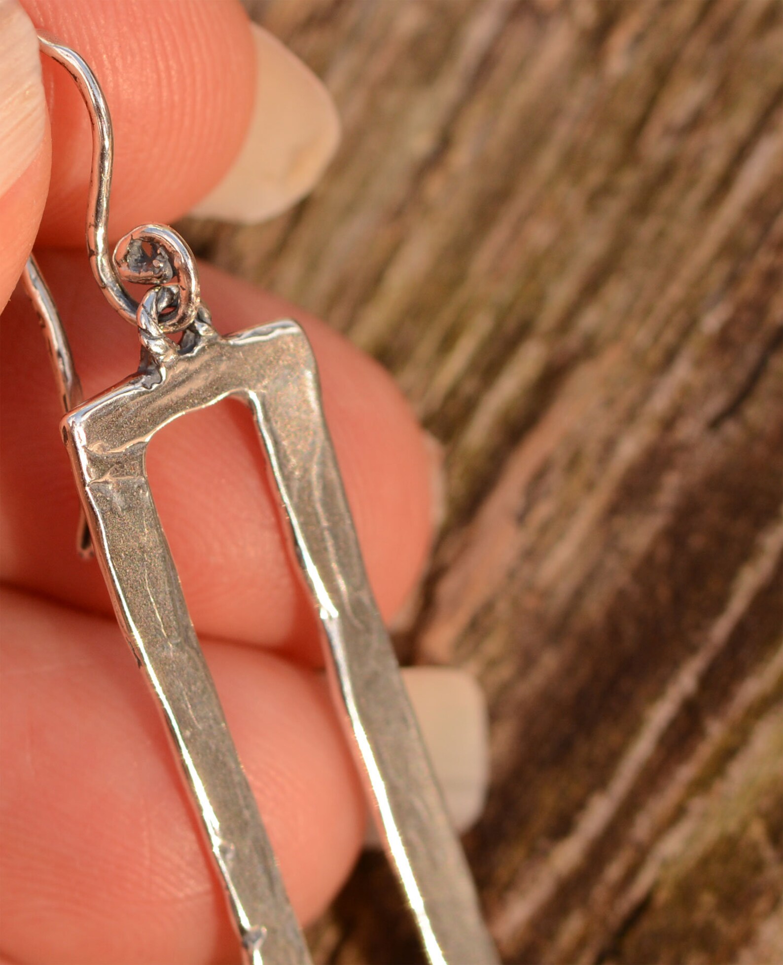 Artisan Rectangle Earrings, Sterling Silver - Etsy