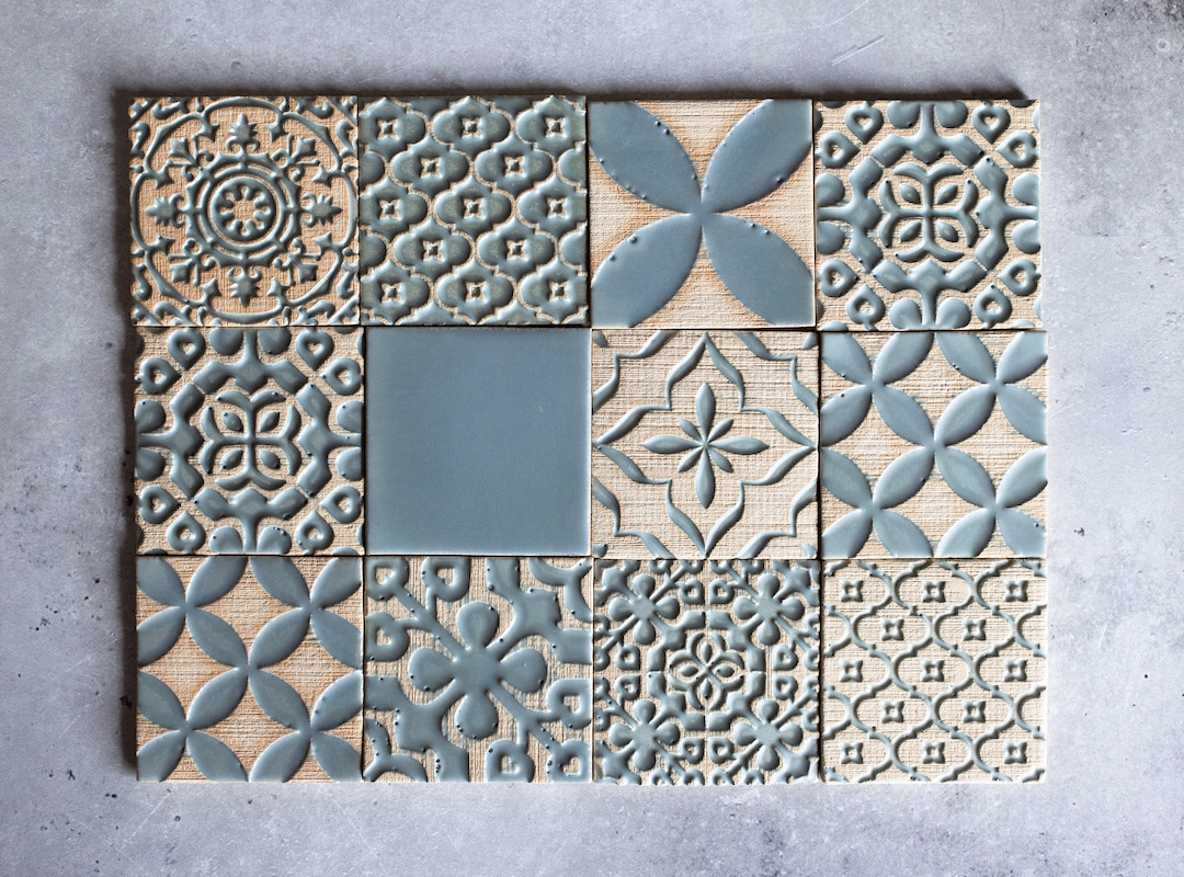 Bluish Grey Handmade Ceramic Rustic Tiles for Kitchen/bathroom - Etsy