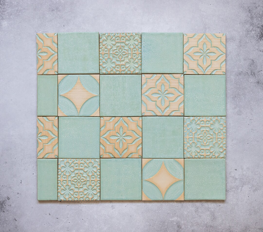 Bluish Mint Handmade Ceramic Rustic Tiles for Kitchen/bathroom ...