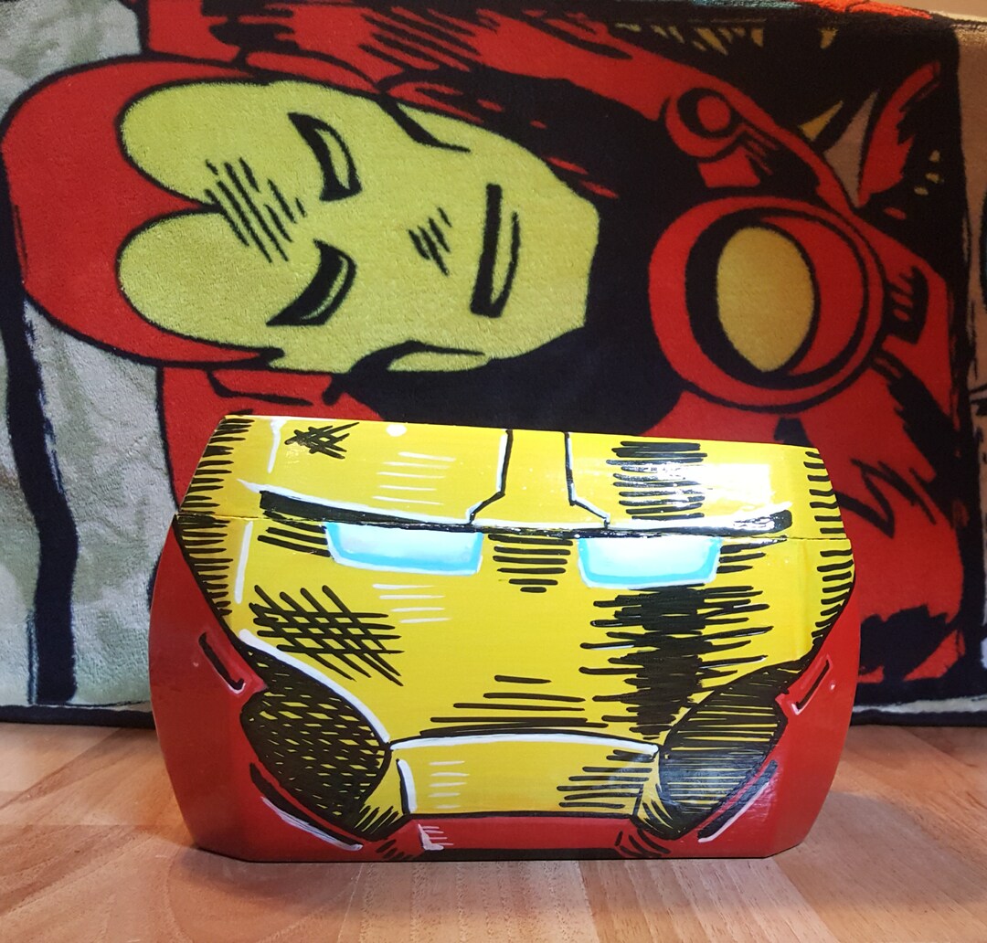 Iron Man Jewelry Box Stashbox Vintage Handmade Handcrafted Hand Painted ...