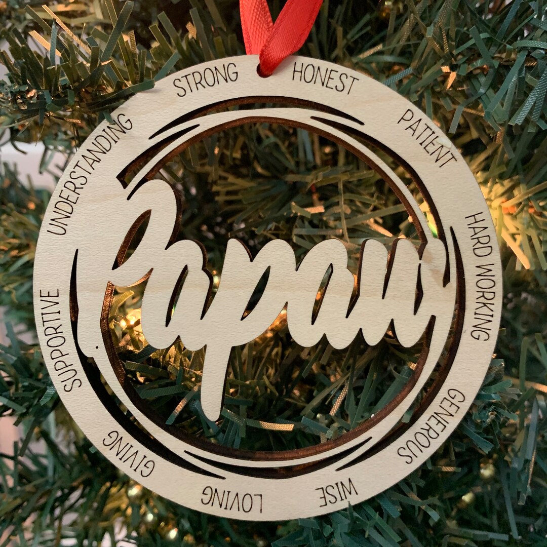 Papaw Wood Ornament, Custom Engraved Ornament, Grandpa Ornament, Gift ...
