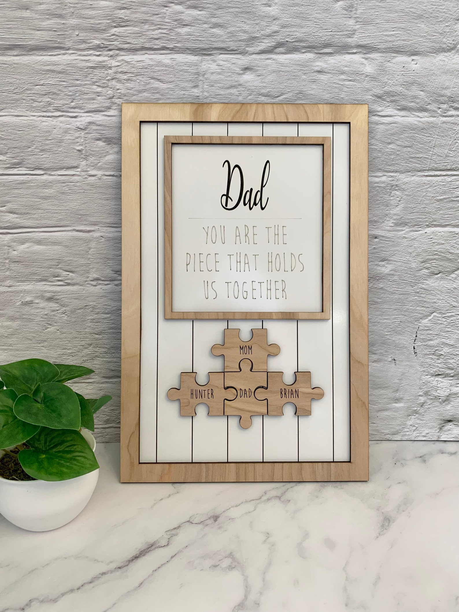 Fathers Day Puzzle Sign, Personalized Dad Sign, Piece That Holds Us ...