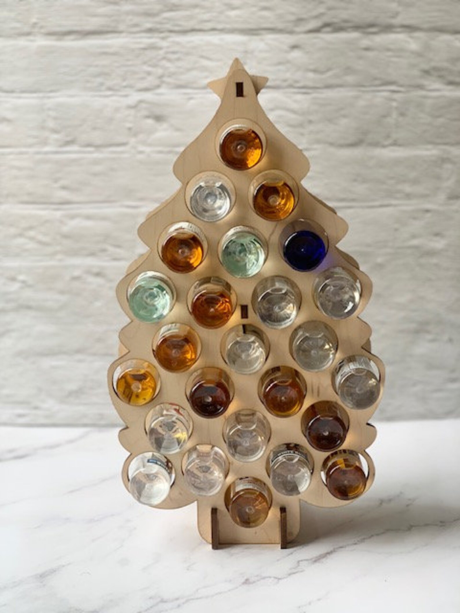 Wooden Christmas Tree Mini Liquor Bottle Advent Calendar | Alcohol ...