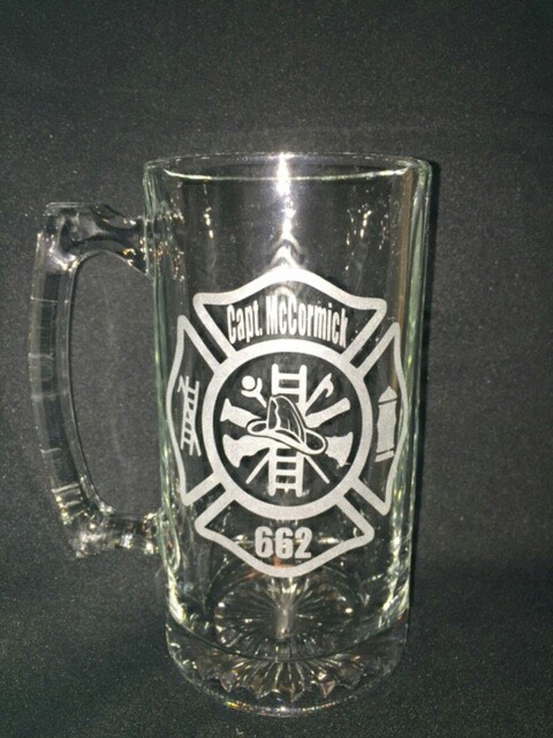 Personalized Firefighter Beer Mug - Etsy