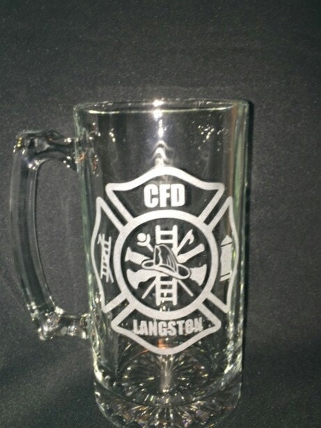 Personalized Firefighter Beer Mug | Etsy