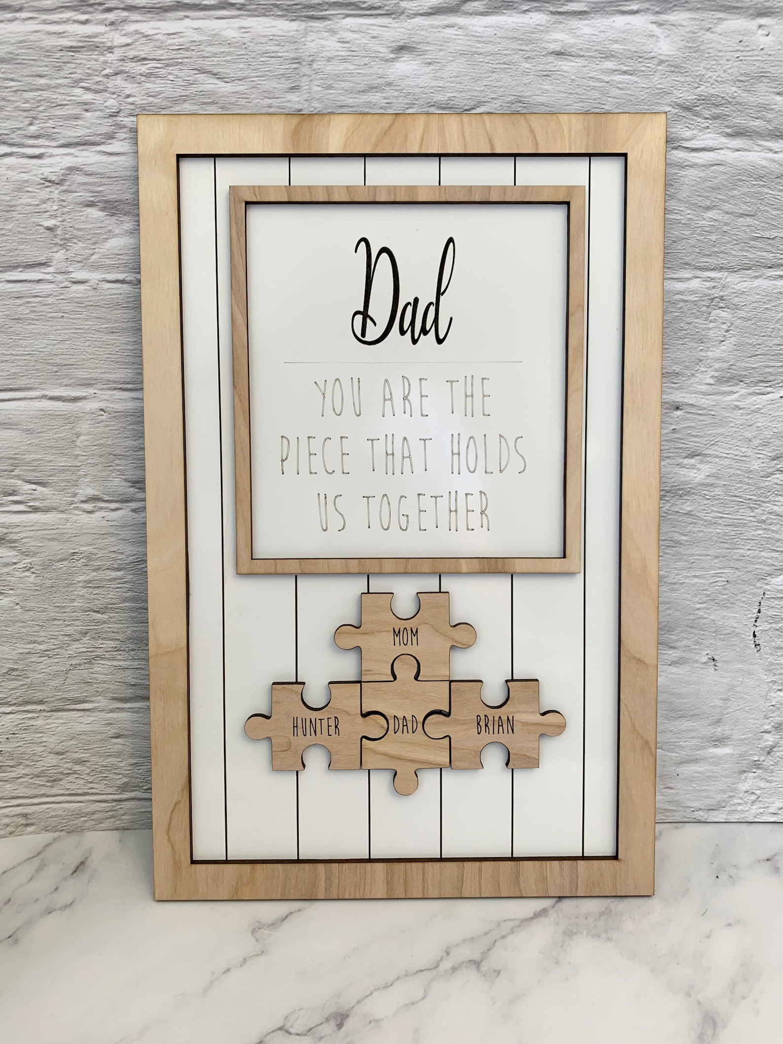 Fathers Day Puzzle Sign, Personalized Dad Sign, Piece That Holds Us ...