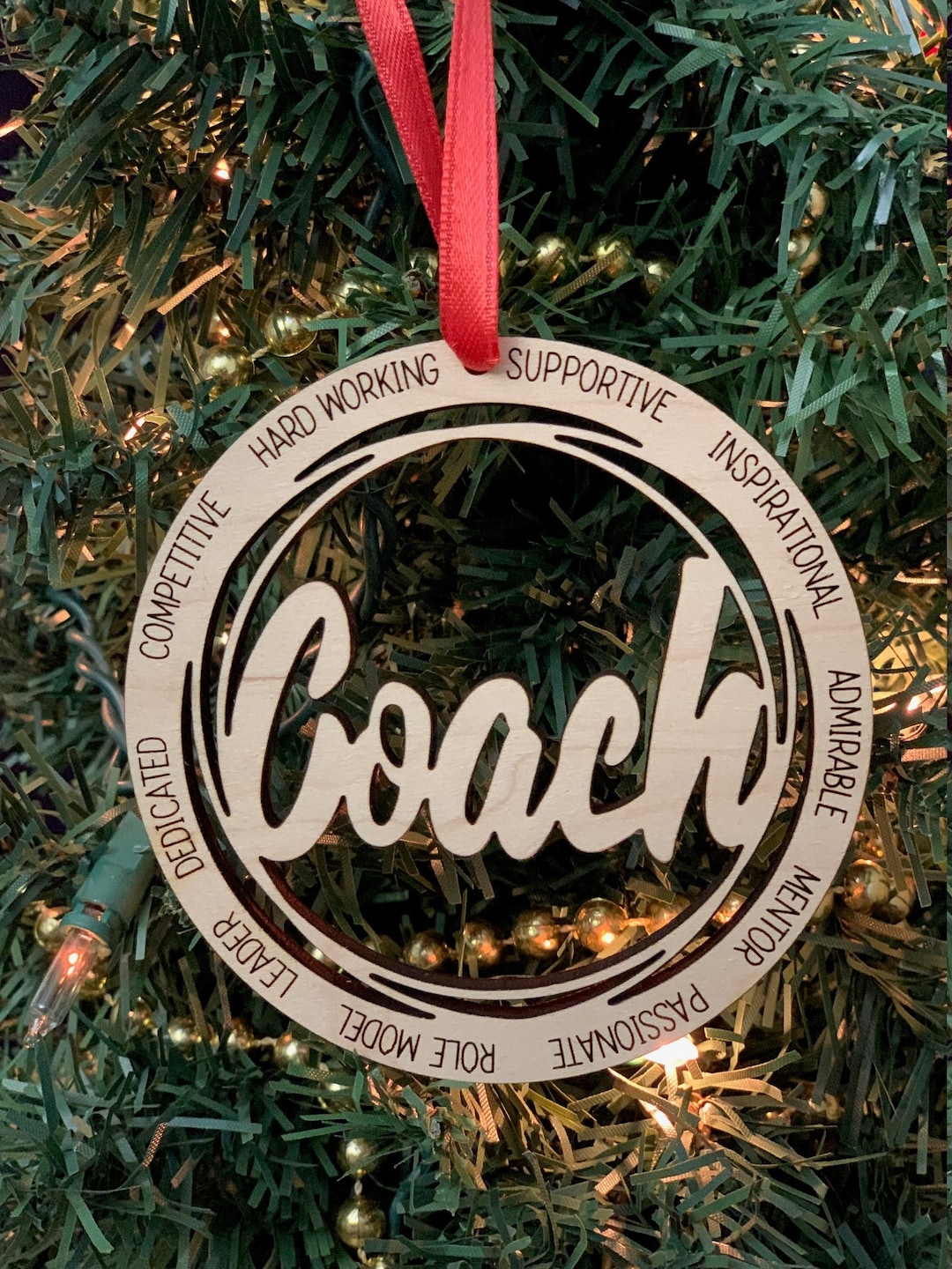 Coach Wood Ornament, Laser Engraved Coach Ornament, Coach Ornament ...