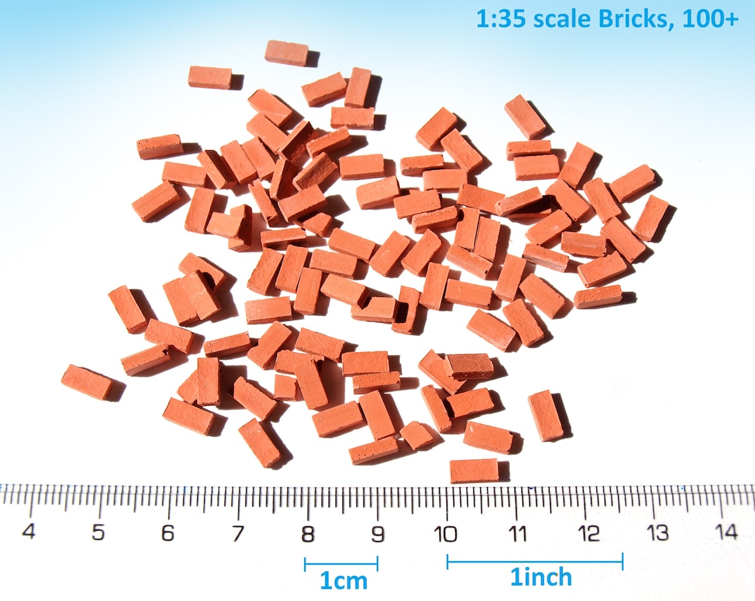1:35 Real Miniature Bricks 100pcs. O Scale Red Model Dollhouse Diorama ...
