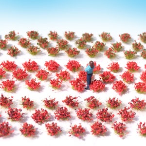 Miniature Flower Tufts Red Mix HO O Scale for Model Railway & Dollhouse ...