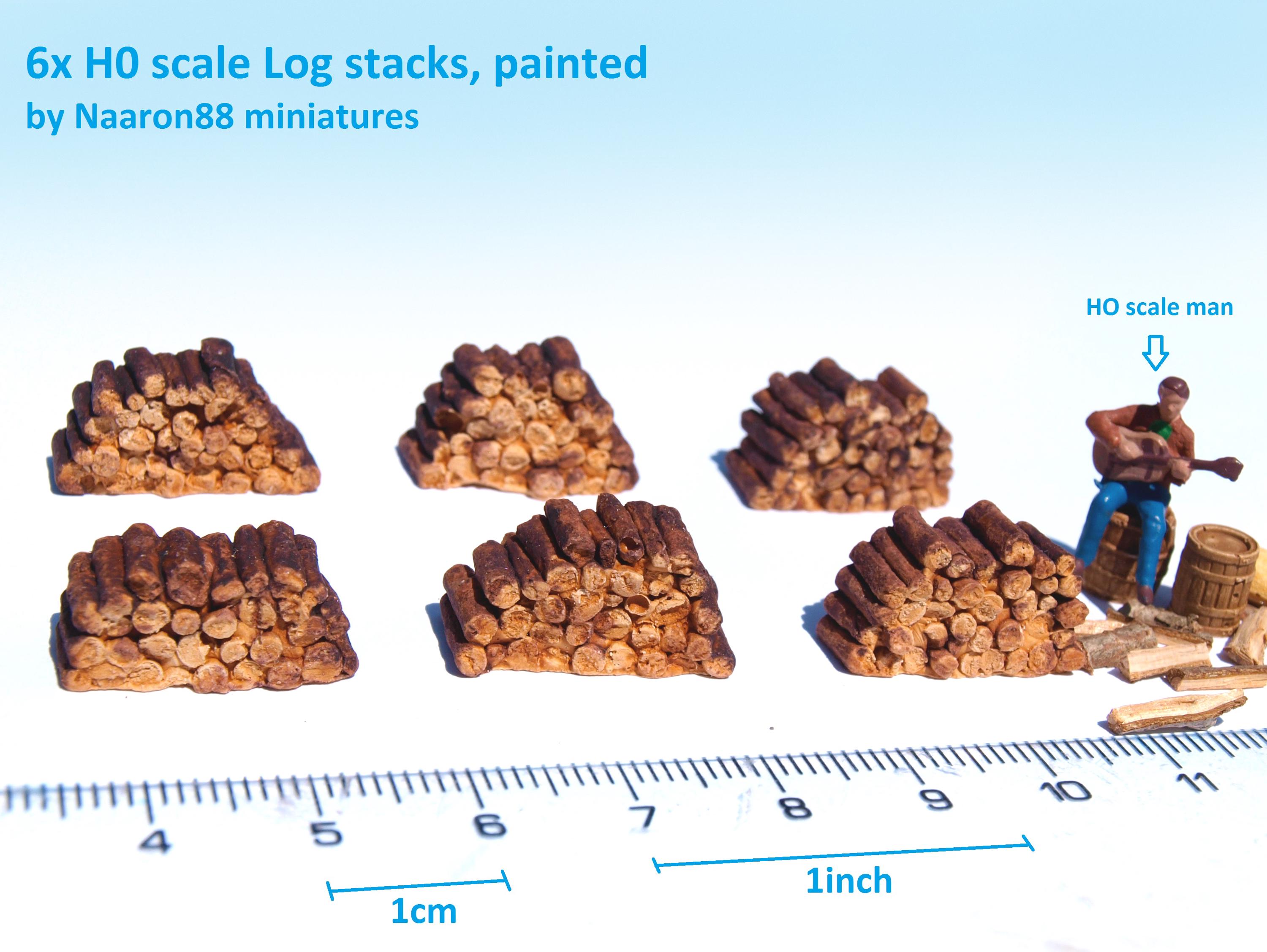 Miniature Wooden Log Stacks: Hand-painted HO Scale Diorama Scenery (set ...