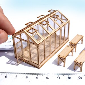 Miniature Greenhouse KIT, HO Scale 1:87 20mm Laser Cut Model Railway ...