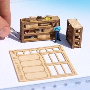 Miniature Shelf Shelves Rack KIT HO OO Scale Model Storage Diorama ...