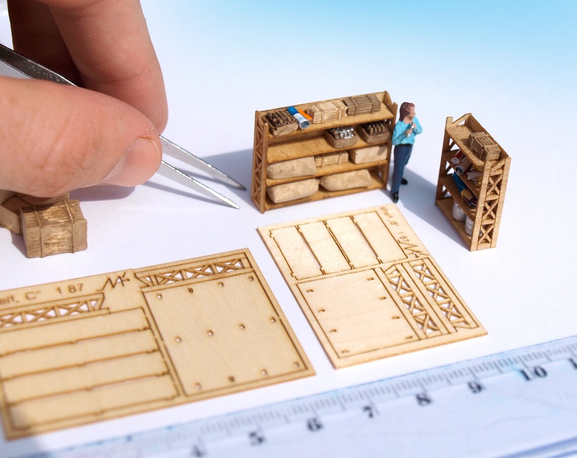 Miniature Shelf Shelves Rack KIT HO OO Scale Model Storage Diorama ...