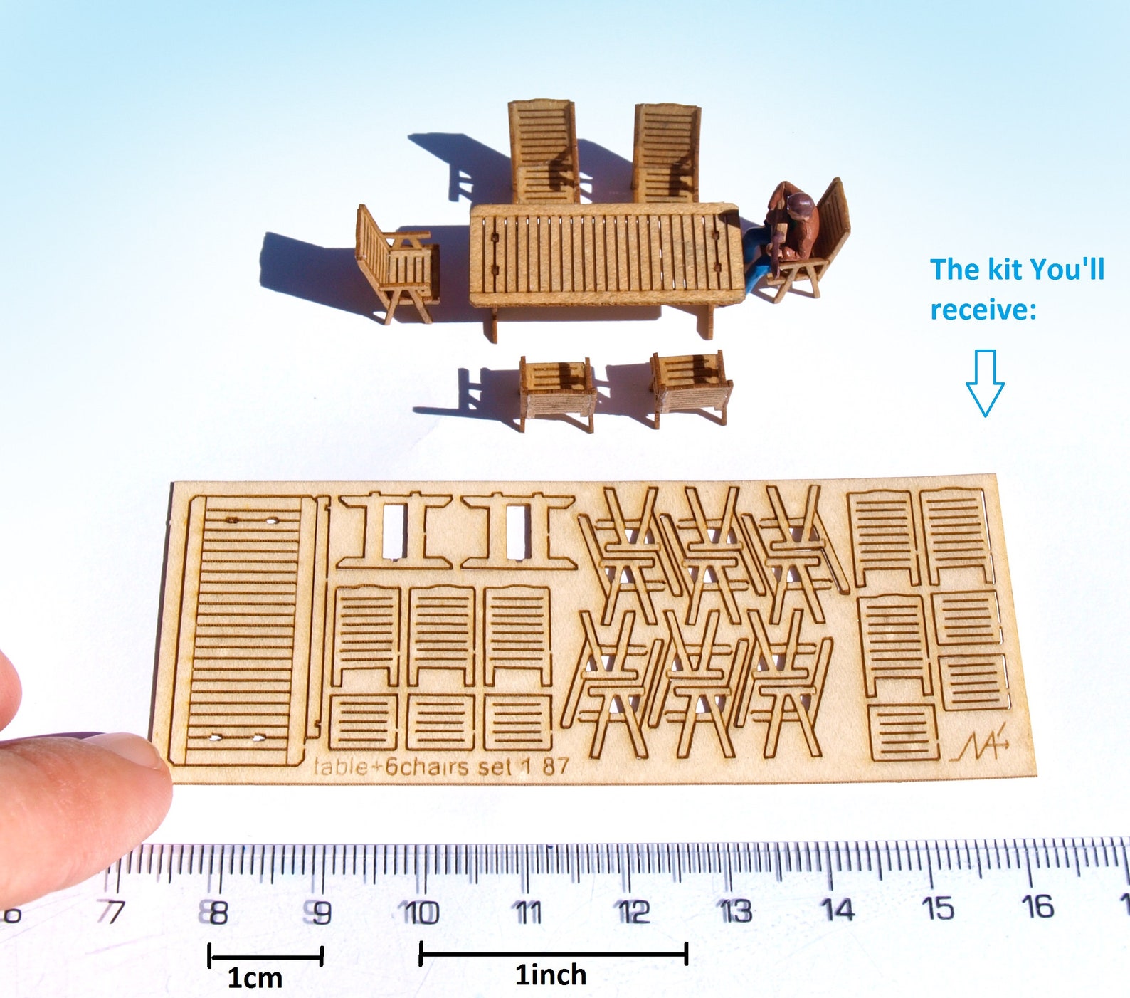 HO Miniature Table 6chairs KIT 1:87 Scale Model Railway - Etsy