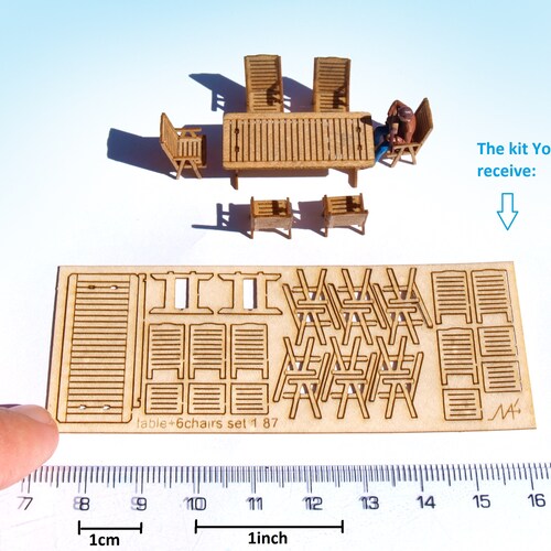 HO Miniature Table 6chairs KIT 1:87 Scale Model Railway | Etsy