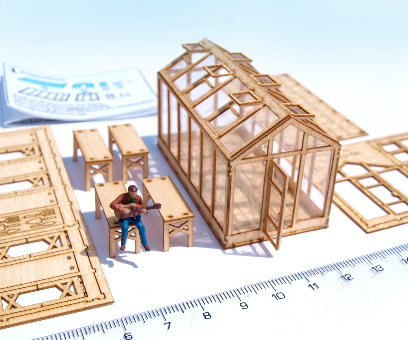 Miniature Greenhouse KIT, HO Scale 1:87 20mm Laser Cut Model Railway ...