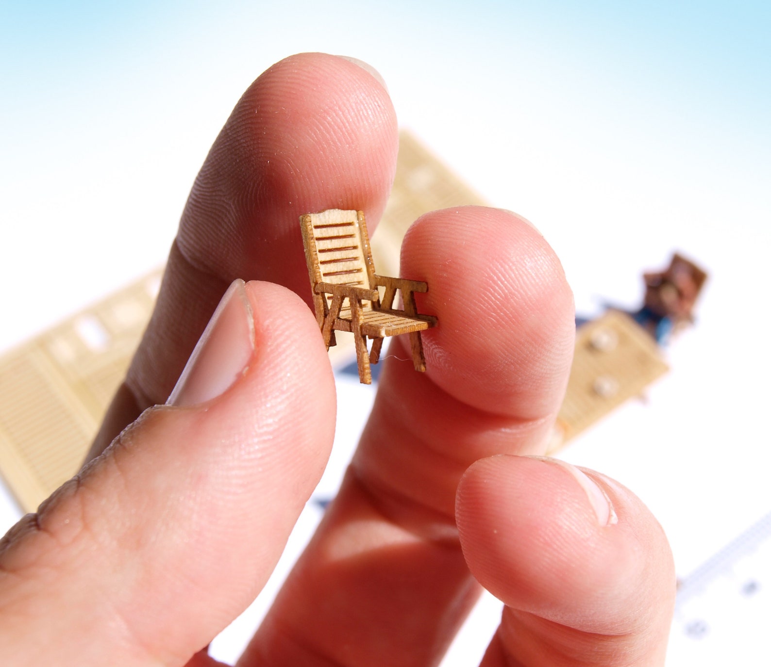 HO Miniature Table + 6chairs KIT, 1:87 Scale Model Railway Diorama ...