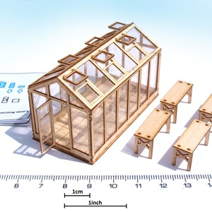 Miniature Greenhouse KIT, HO Scale 1:87 20mm Laser Cut Model Railway ...