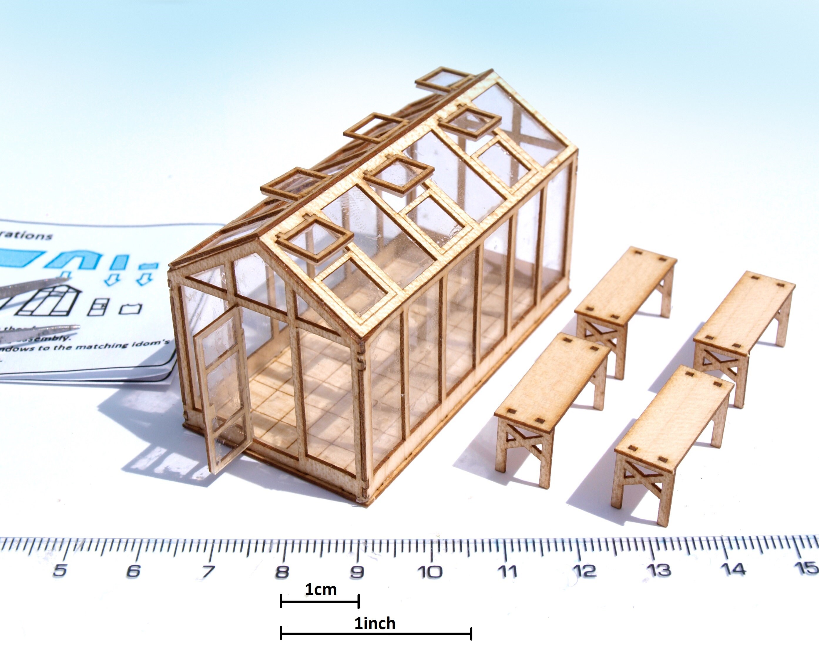 Miniature Greenhouse KIT, HO Scale 1:87 20mm Laser Cut Model Railway ...