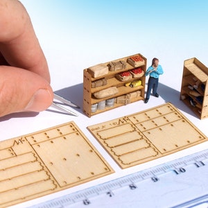 Miniature Shelf Shelves Rack KIT HO OO Scale Model Storage Diorama ...