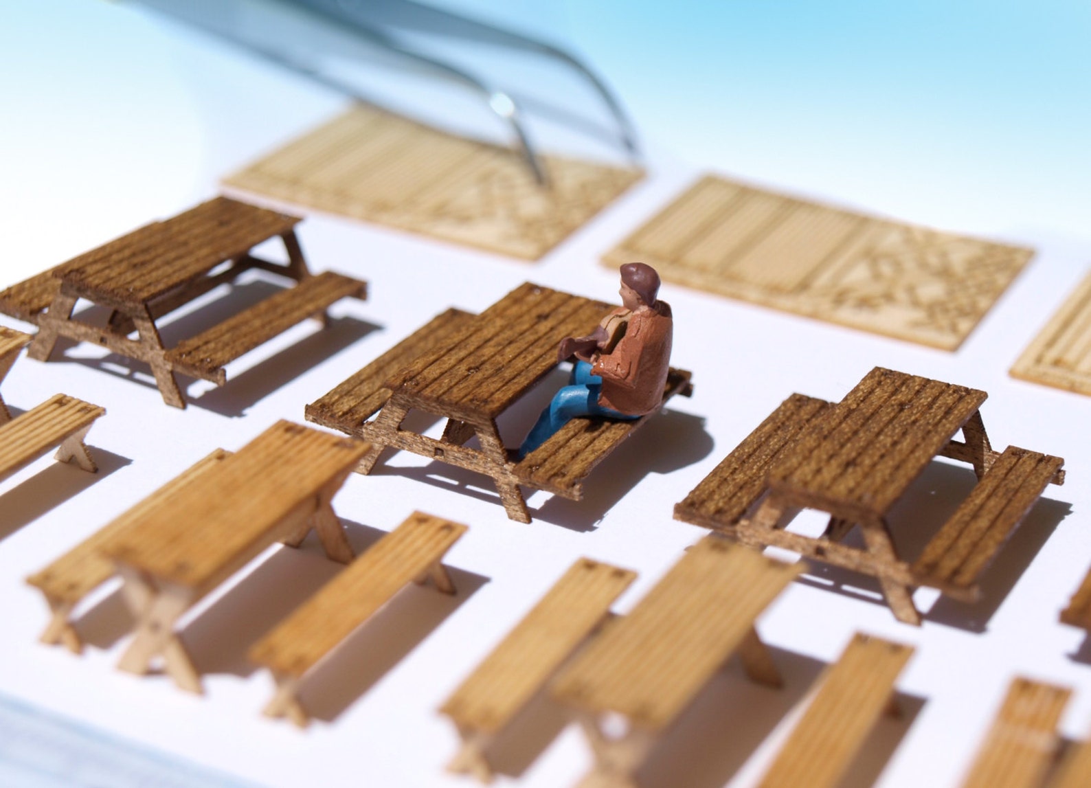 4x Miniature Picnic Table and Bench Kit Laser-cut OO HO Scale - Etsy ...