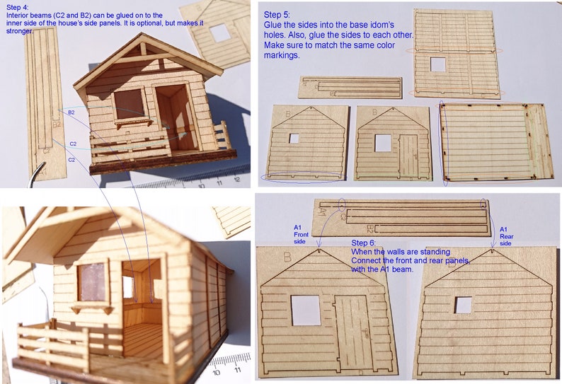 2pcs Miniature Wooden Lodge Cabin Model Building Kit HO 1:87 - Etsy UK