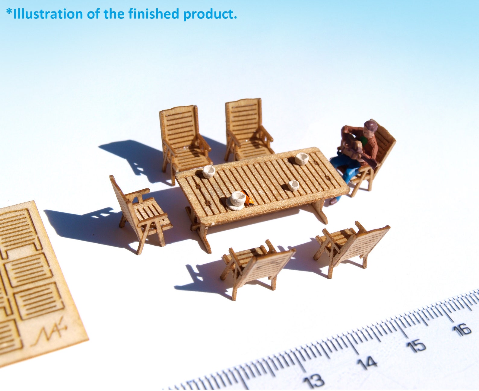 HO Miniature Table 6chairs KIT 1:87 Scale Model Railway | Etsy