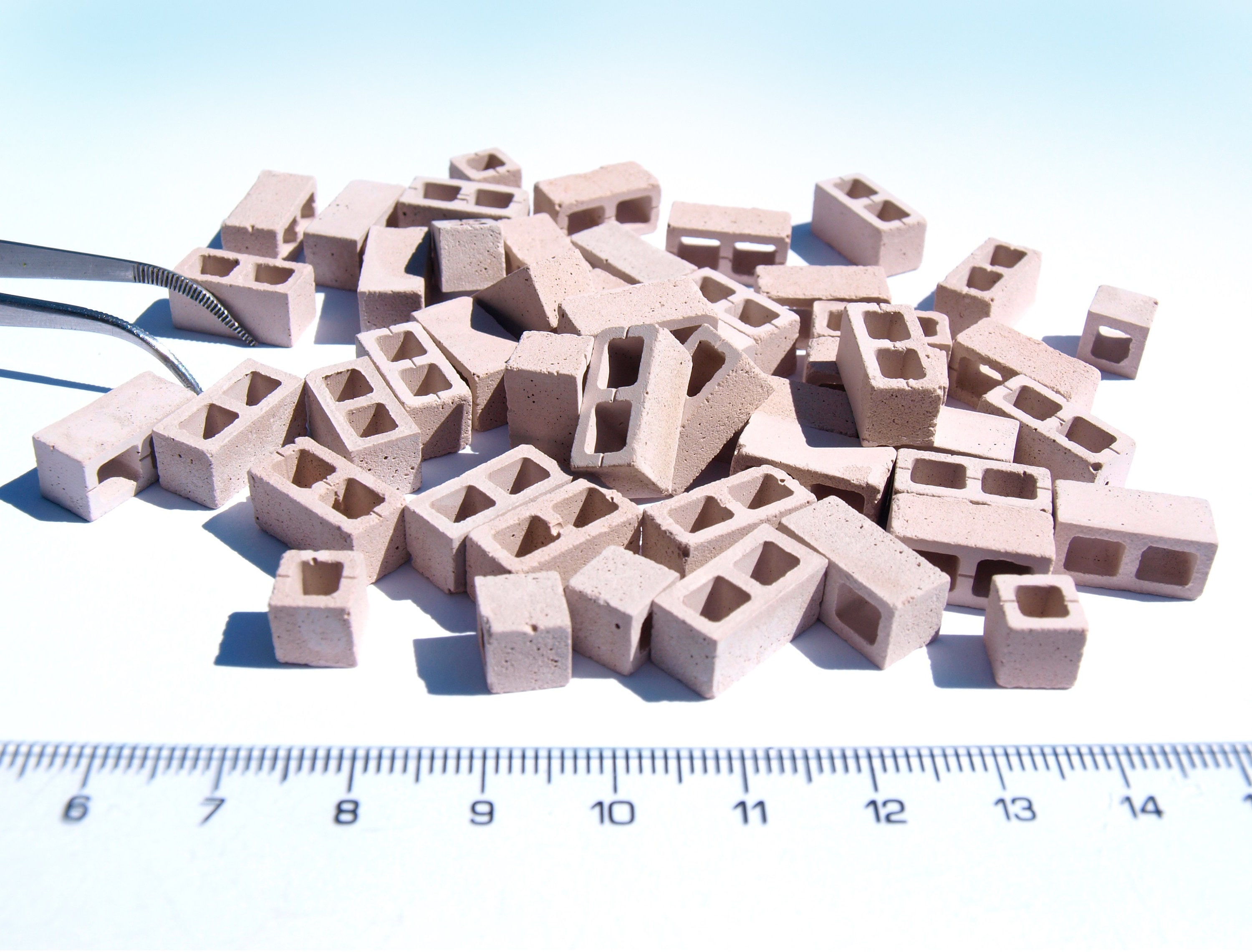 1/35 1/43 O Scale Cinder Blocks 50pc Concrete Model Bricks Dollhouse ...