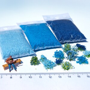 Miniature Flower Petals Blooms Leaves Set Blue Mix HO O Scale Model ...