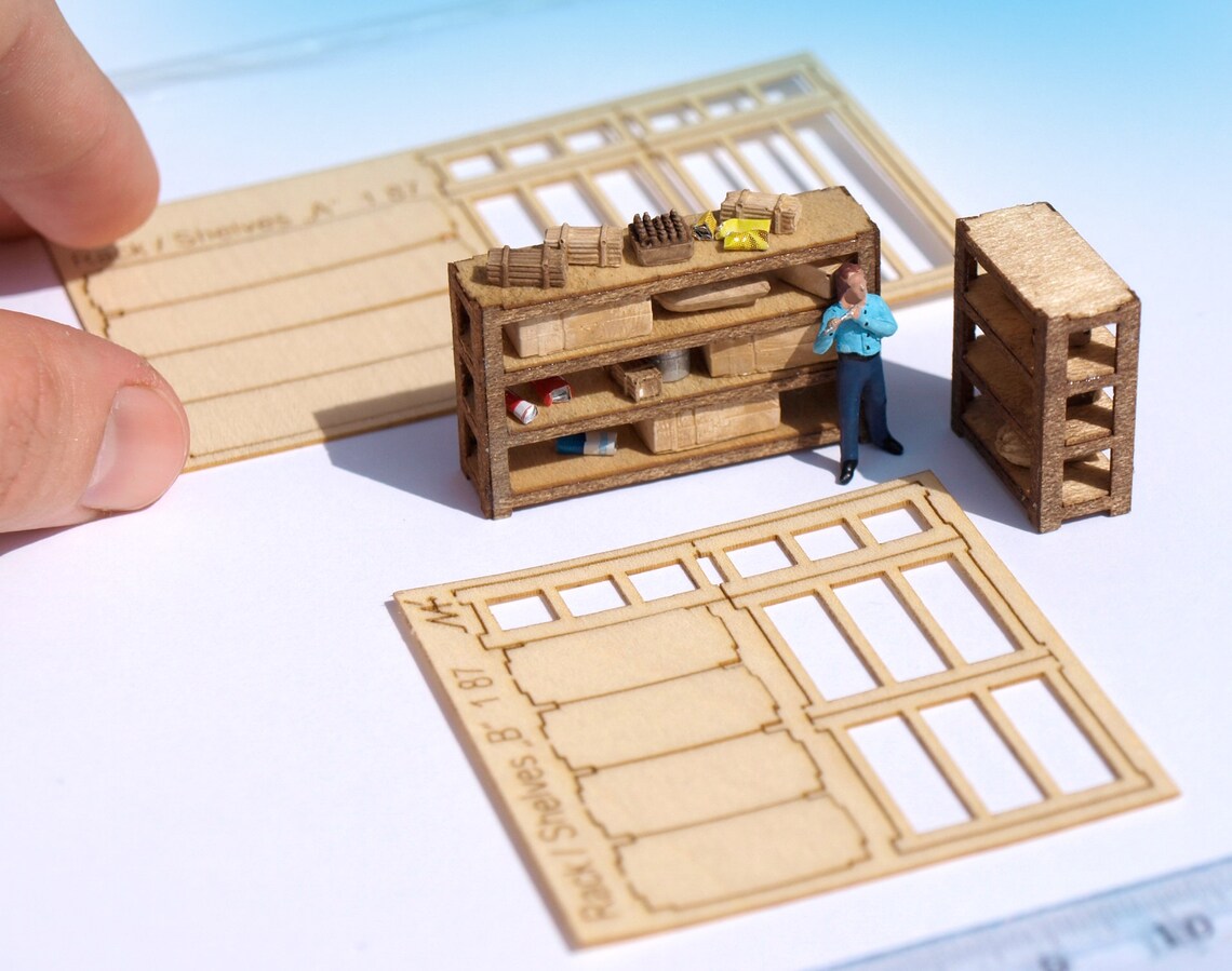 Miniature Shelf Shelves Rack KIT HO OO Scale Model Storage Diorama ...