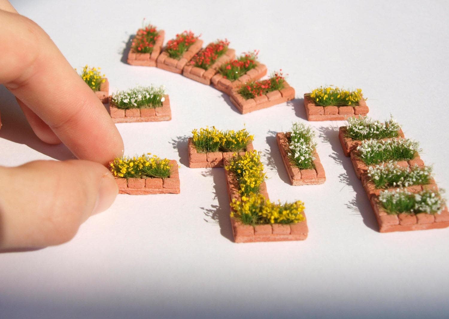 2x Miniature Brick Flower Planters HO O Scale Model Railway - Etsy