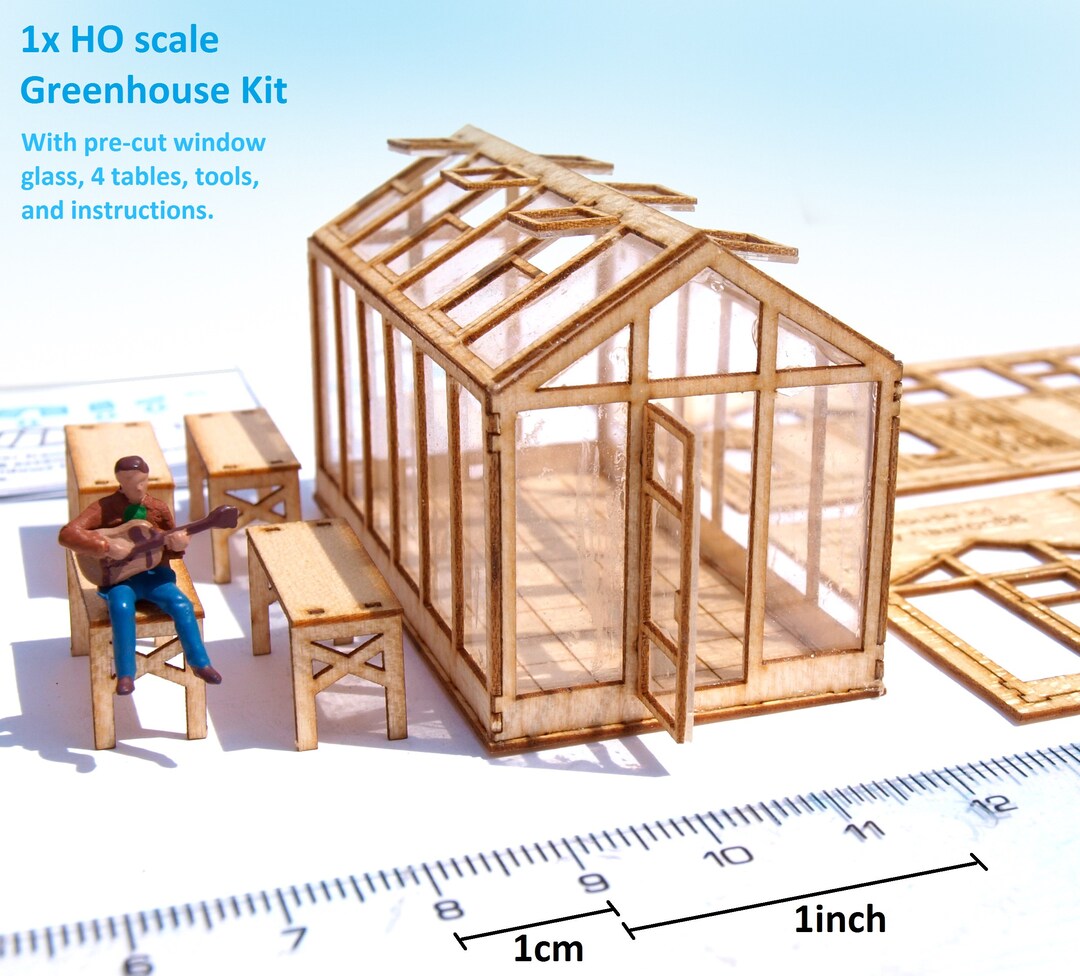 Miniature Greenhouse KIT, HO Scale 1:87 20mm Laser Cut Model Railway ...