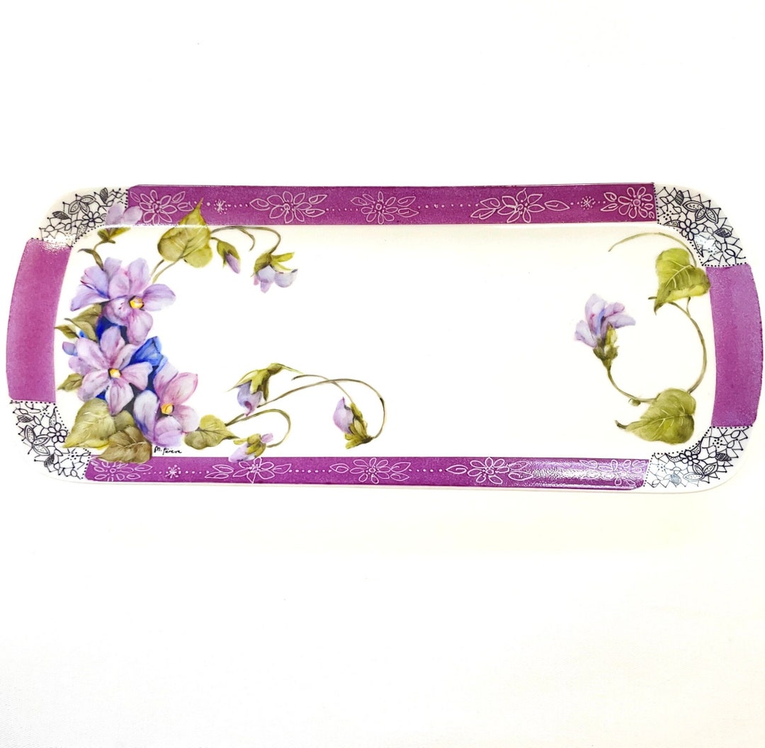 Hand-painted Porcelain Cake Dish Floral Pattern Violets - Etsy