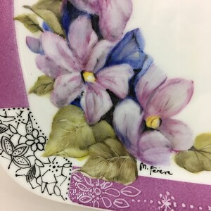 Hand-painted Porcelain Cake Dish Floral Pattern Violets - Etsy