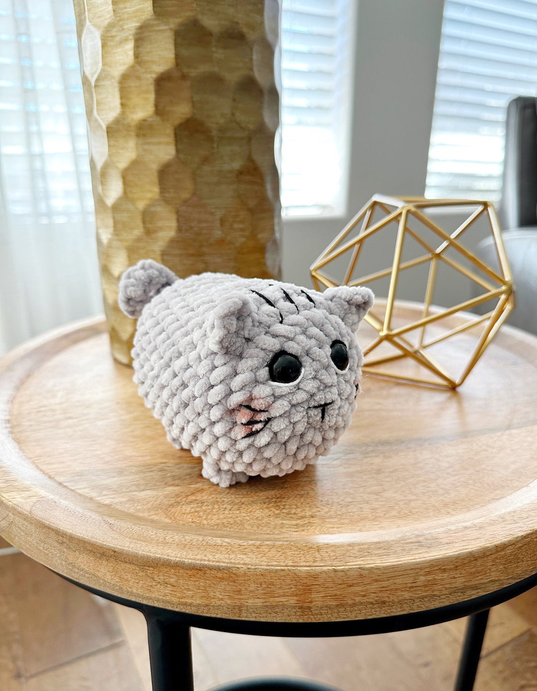 Crochet Cat Plushie/amigurumi Cute Cat Doll/gray Black Stuffed Cat/hand ...