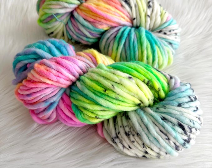 Hand Dyed-super BULKY LUSH Fluff Single Ply Yarn/98 Yds 150 Gram Skein ...