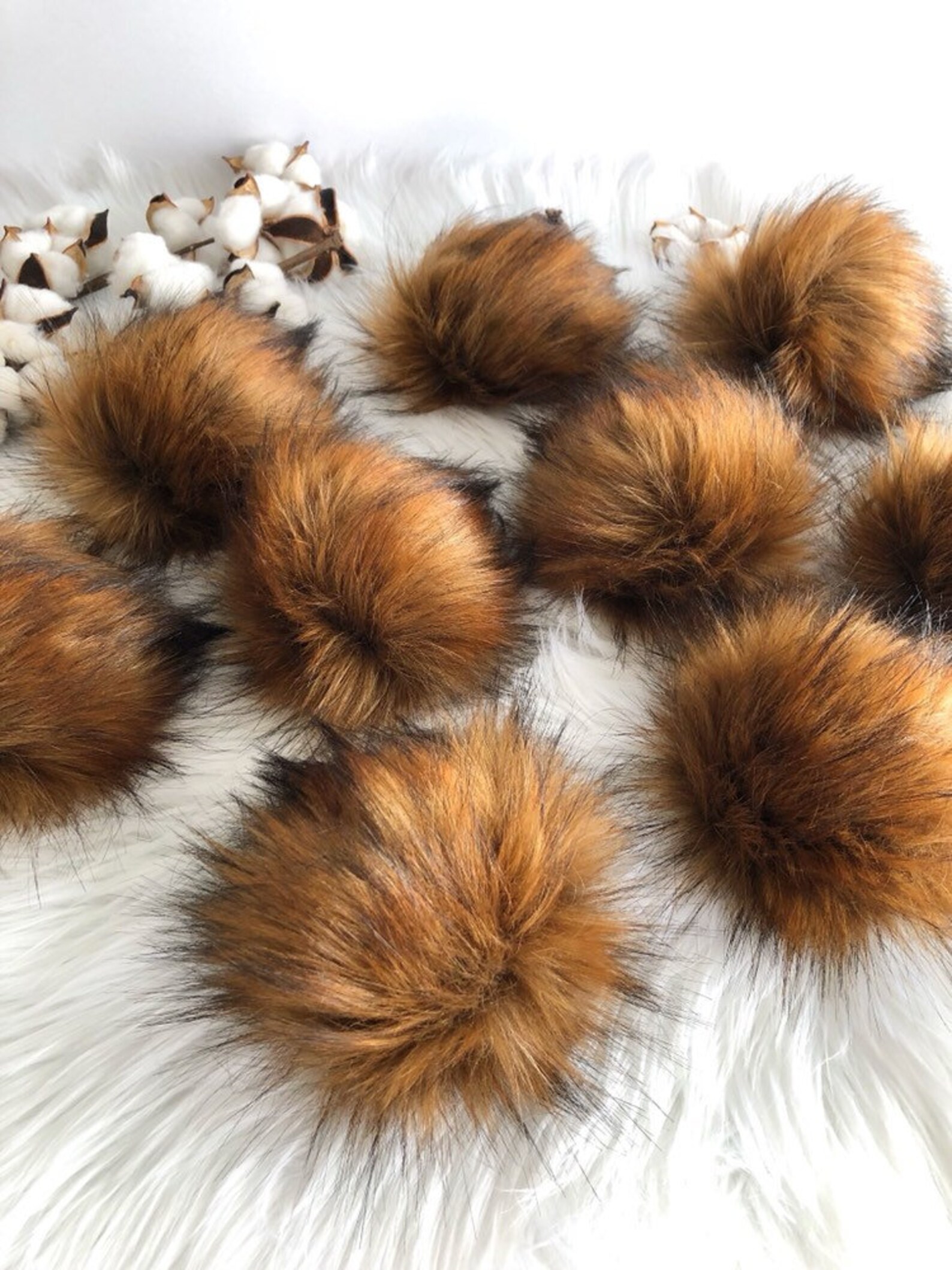 TOFFEE Faux Fur Pom Pom for Knit or Crochet Hats/Deep Golden | Etsy