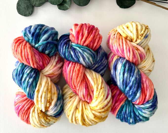 Hand Dyed-super BULKY LUSH Fluff Single Ply Yarn/98 Yd 150 Gram Skein ...