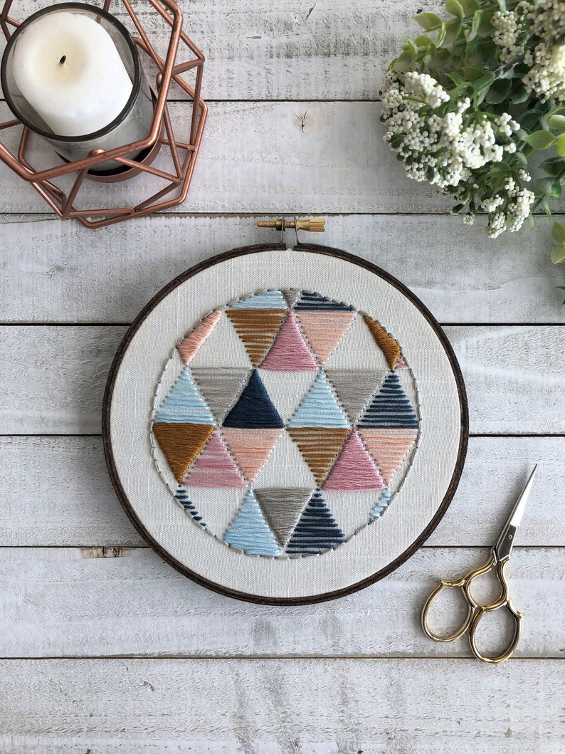 Hexagon Triangle Embroidery Hoop/Embroidery Wall Art/Hand | Etsy