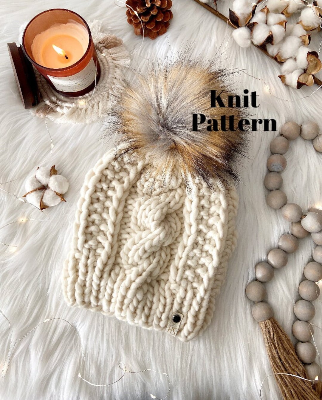 The SUBLIME CABLE Beanie-knitting Pattern/instruction for 2 Yarn ...