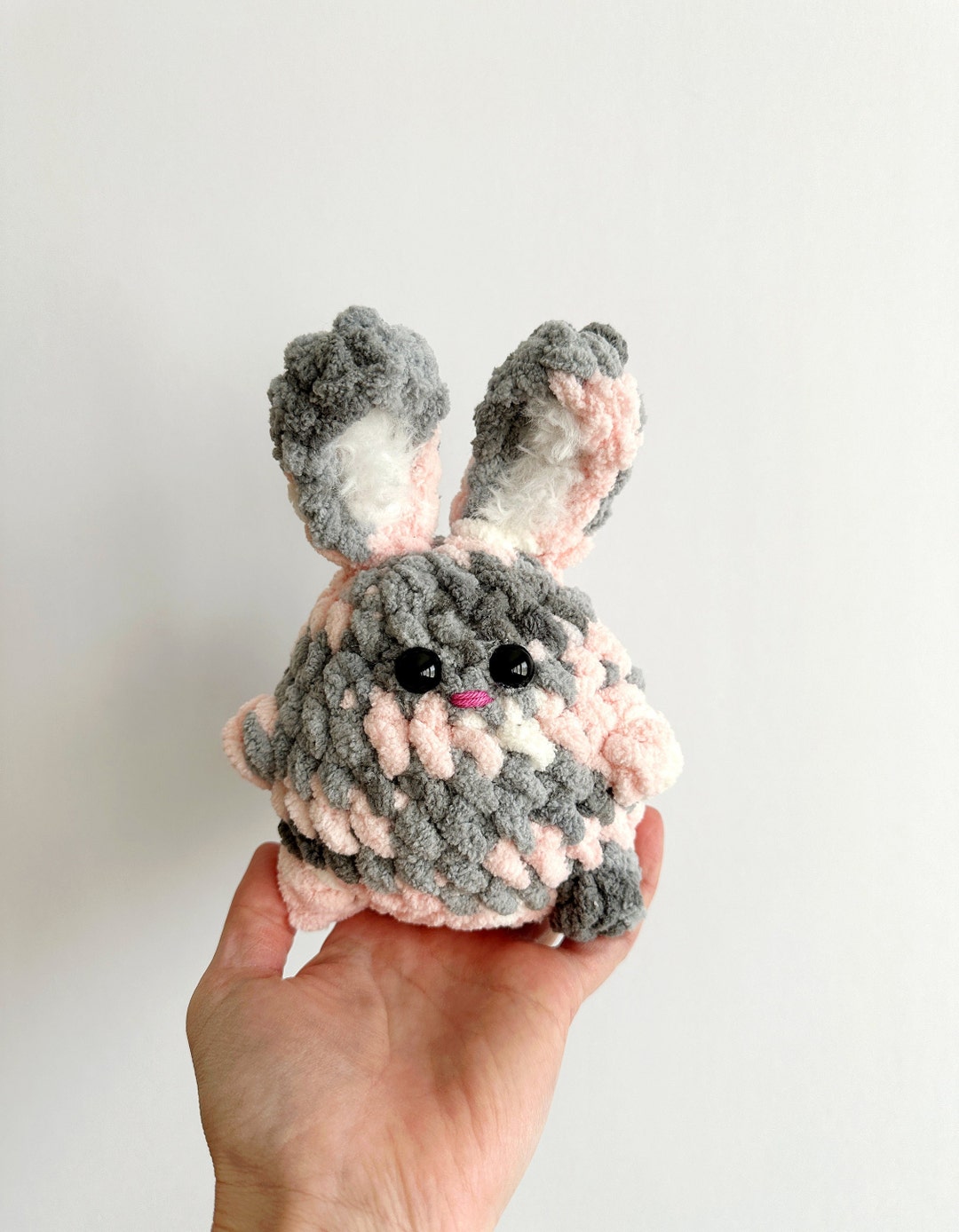 Crochet Bunny Rabbit/softie Plushie/pink Gray Stuffed Easter Toy/hand ...