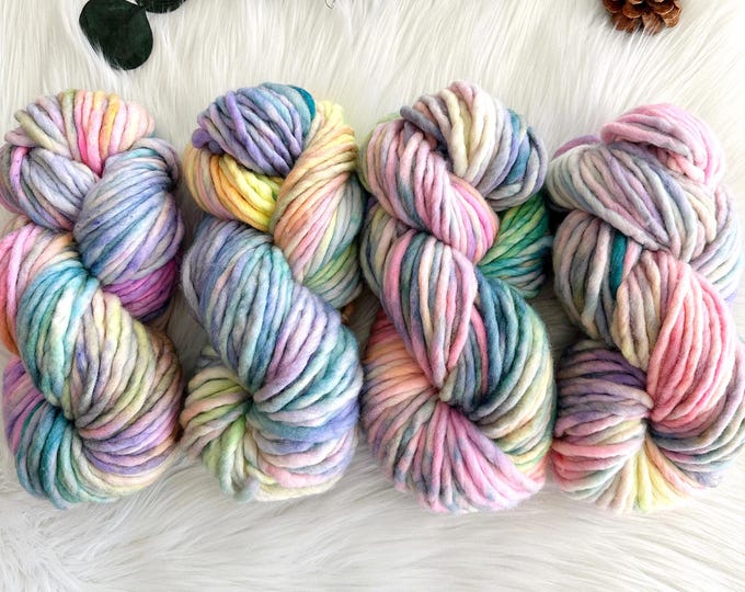 Hand Dyed-super BULKY LUSH Fluff Single Ply Yarn/98 Yd 150 Gram Skein ...