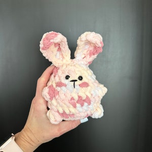 Crochet Bunny Rabbit/softie Plushie/pink White Stuffed Easter Toy/hand ...