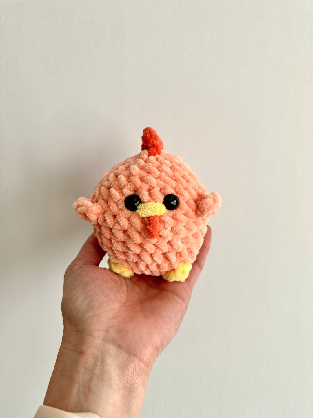 Crochet Baby Chick/softie Plushie/peach Orange Stuffed Chicken/hand ...